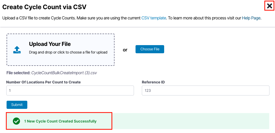 Creating Cycle Counts via CSV Upload – Flexe