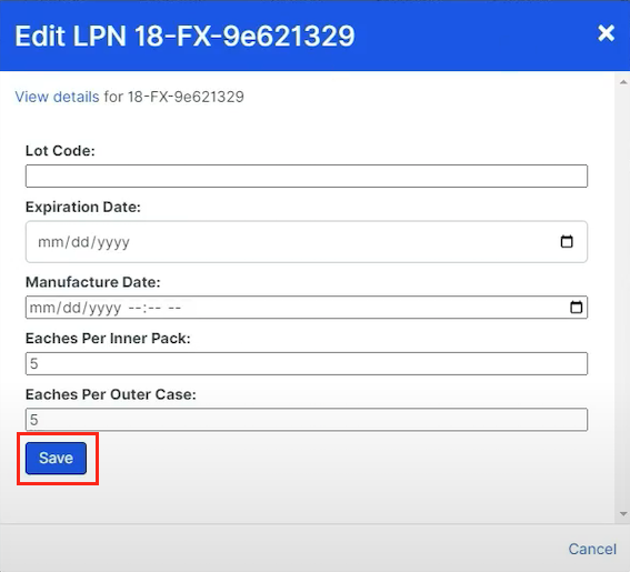 Editing LPN Properties During Cycle Counts – Flexe