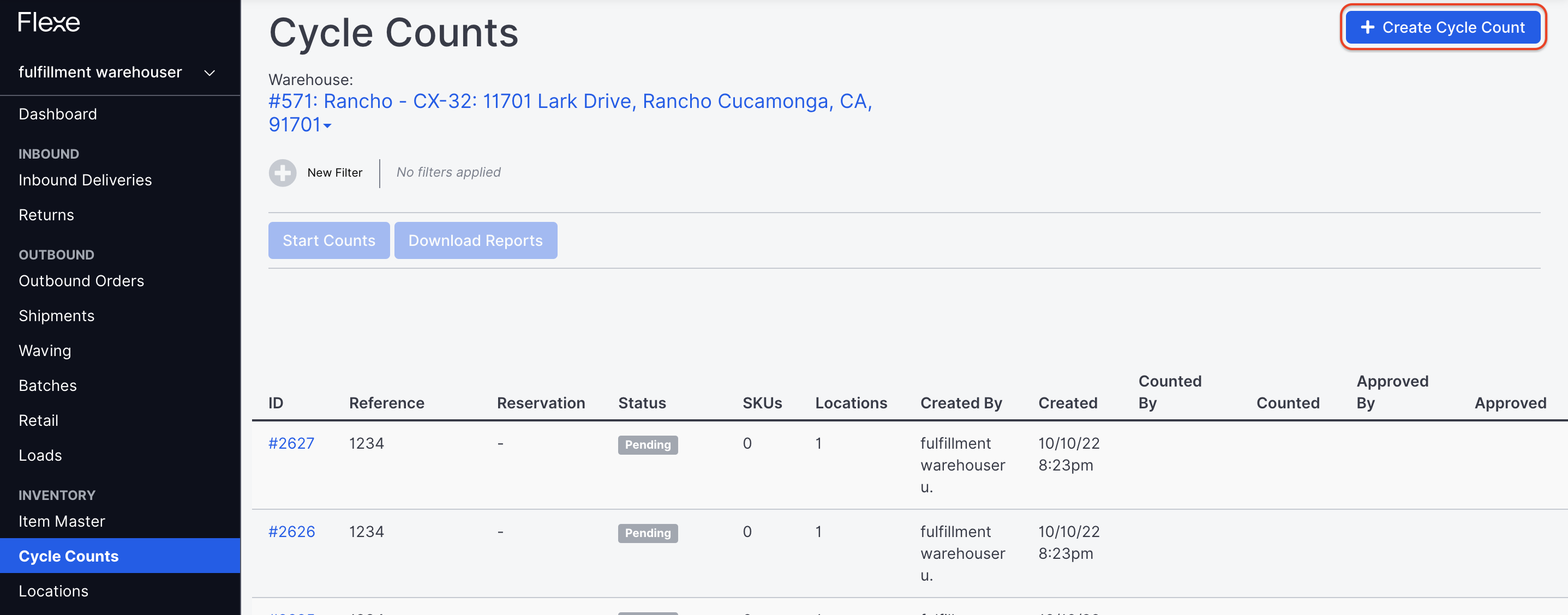 Creating SKU-Based Cycle Counts – Flexe