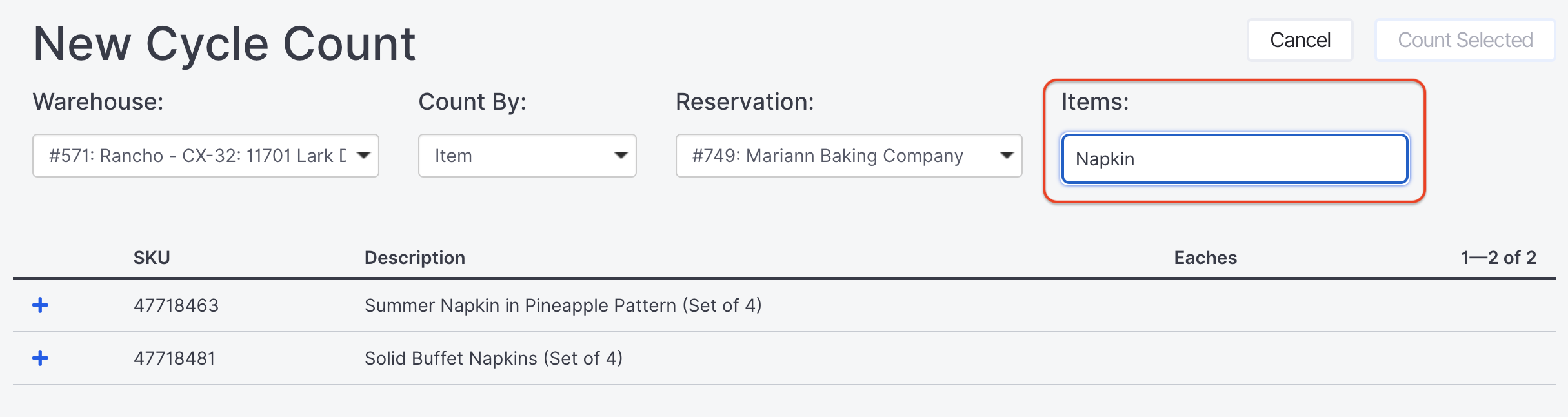 Creating SKU-Based Cycle Counts – Flexe