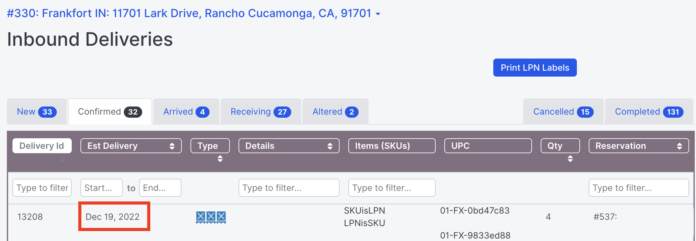 Confirming LPN Deliveries – Flexe