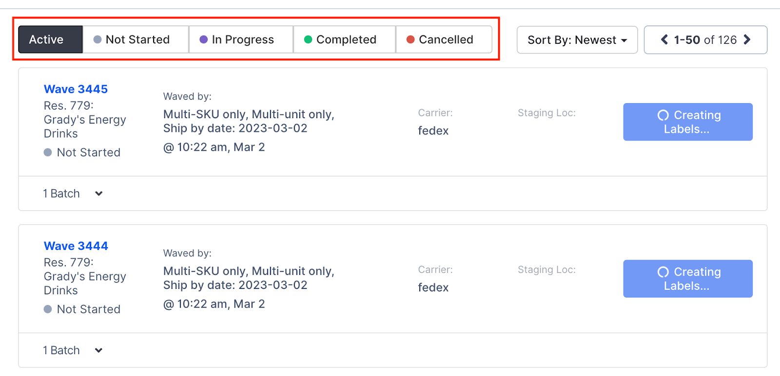 SFS Waves & Batches – Flexe