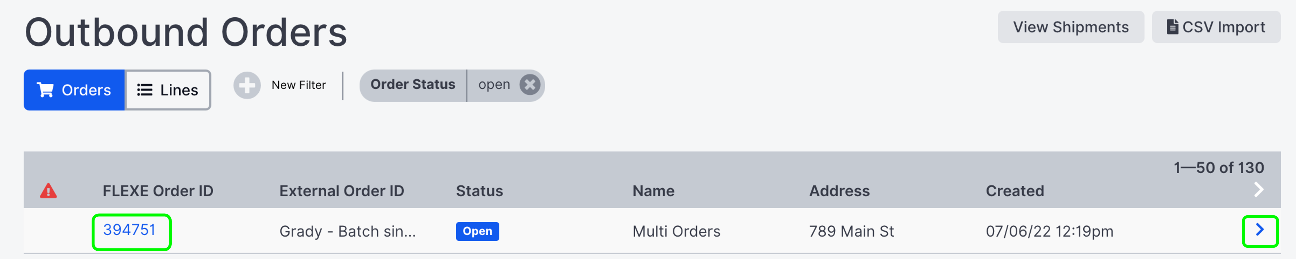 Reviewing Order and Line Details – Flexe