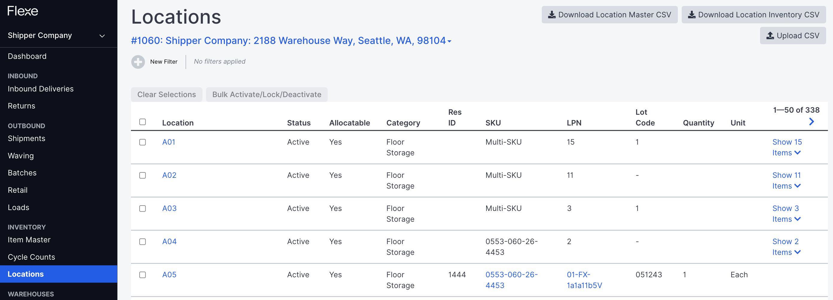 Navigating the Locations Page – Flexe