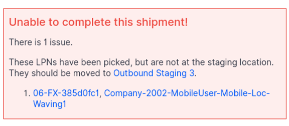 Issues with Picking & Completing Shipments for LPNs – Flexe