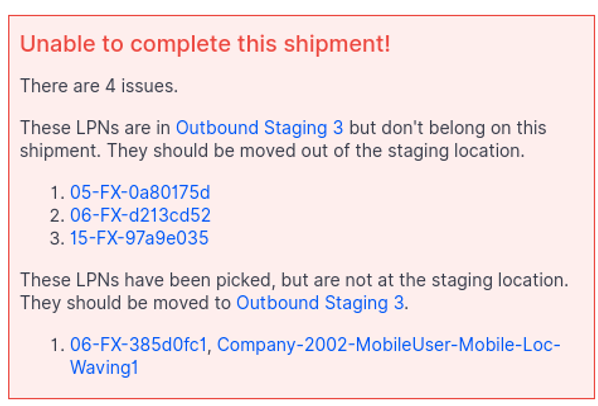 Issues with Picking & Completing Shipments for LPNs – Flexe