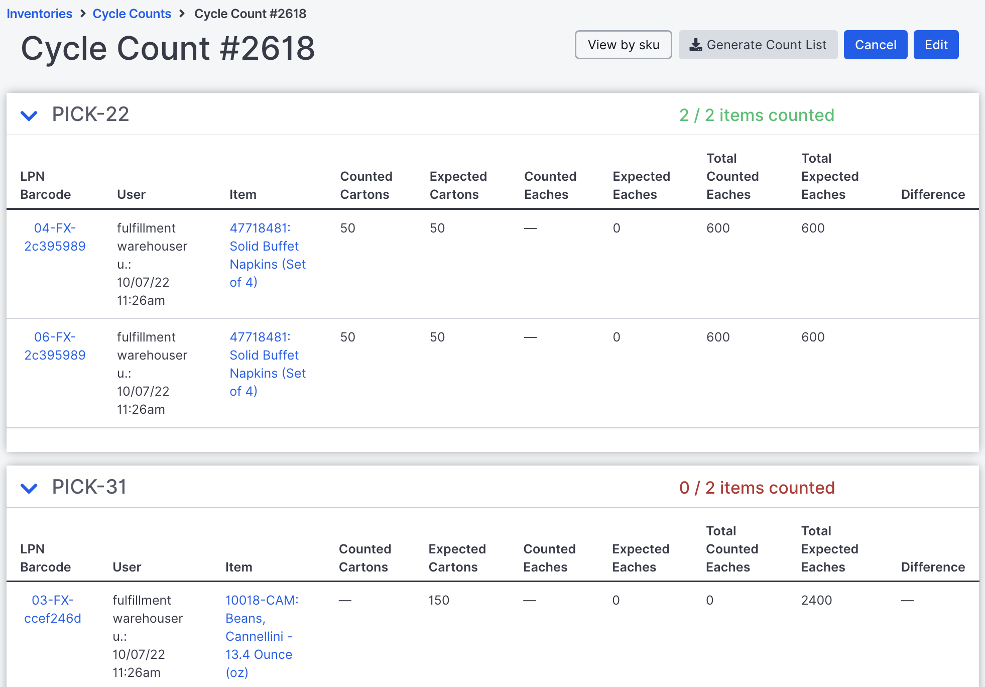 Reviewing & Approving Cycle Counts – Flexe