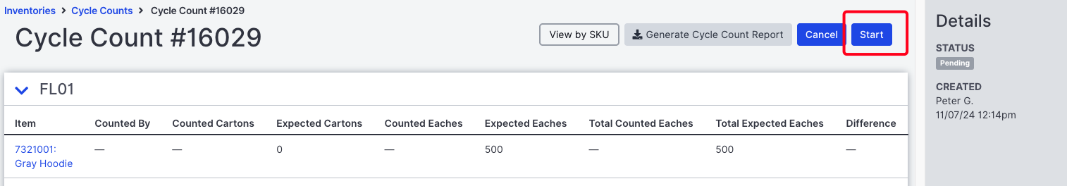 Cycle Count Statuses – Flexe