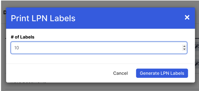 Printing LPNs for Build LPN – Flexe