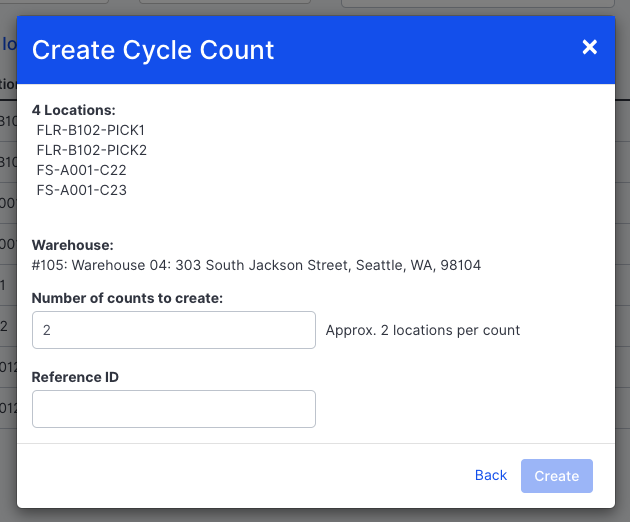 Creating Locations-Based Cycle Counts – Flexe