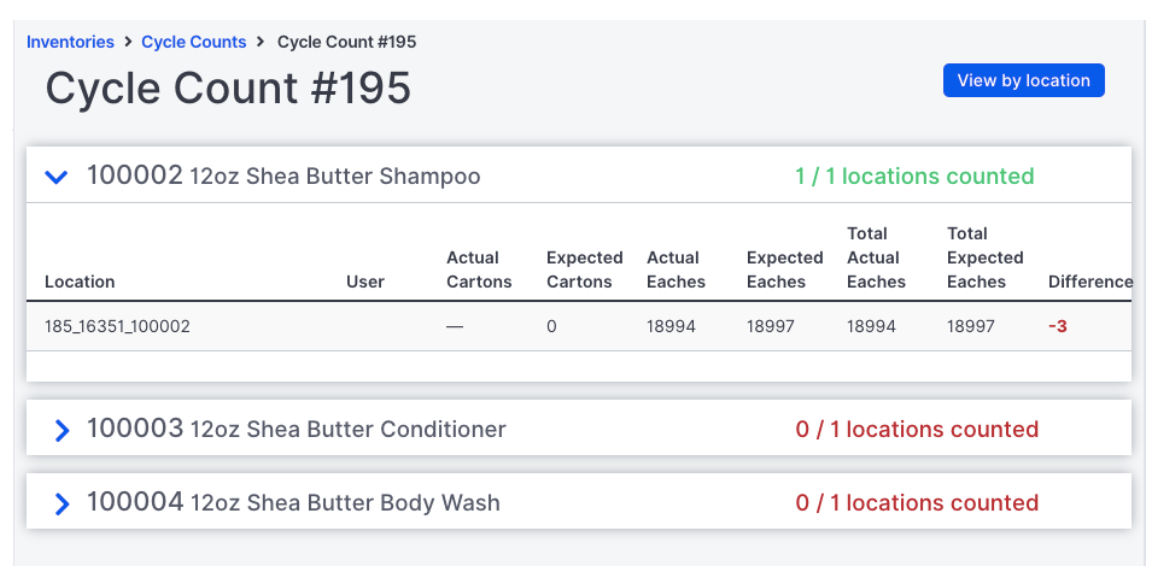 Cycle Count Statuses – Flexe