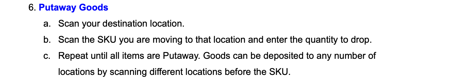 Putaway (Loose Goods) – Flexe