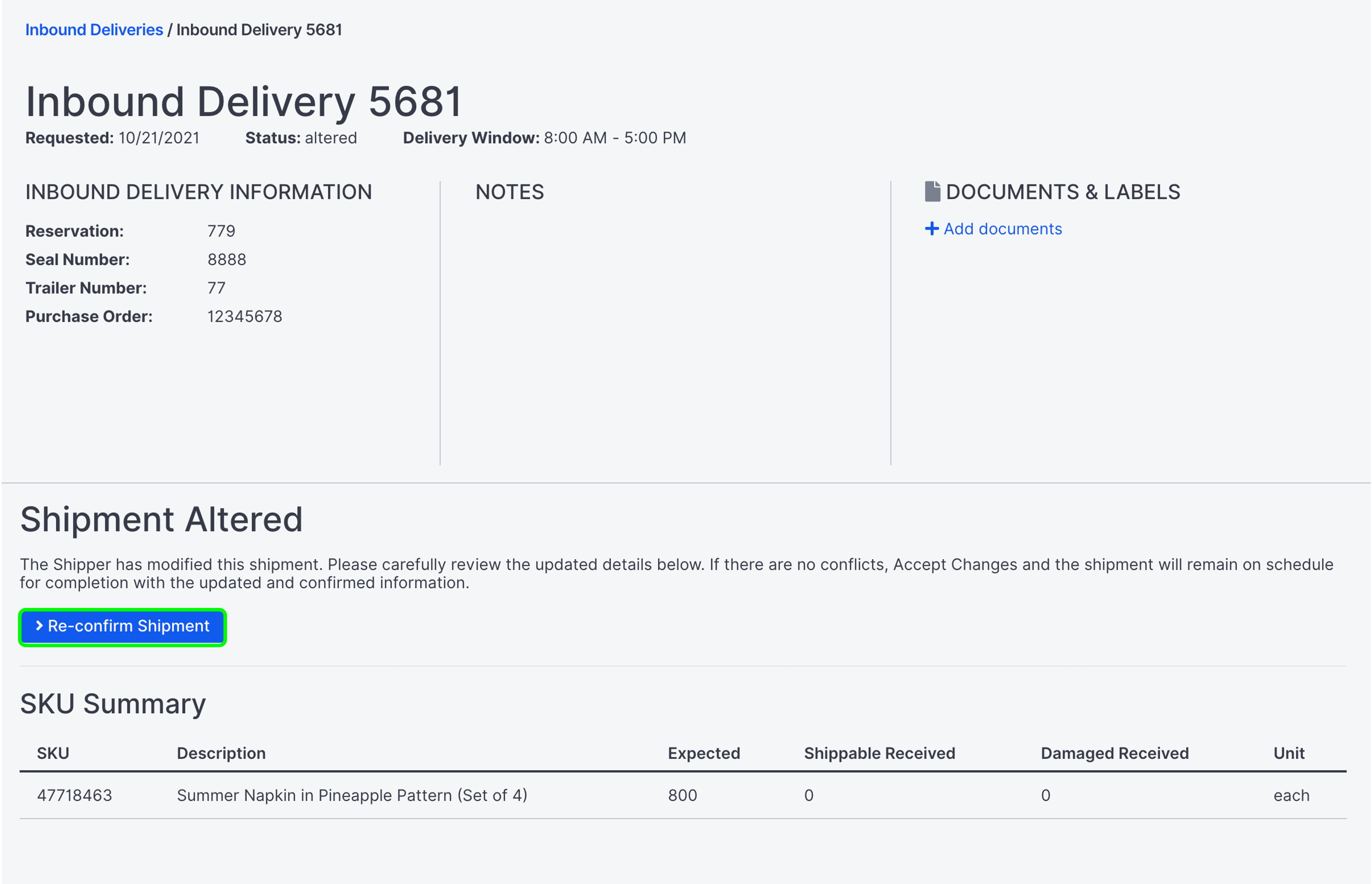 Confirming Inbound Deliveries – Flexe