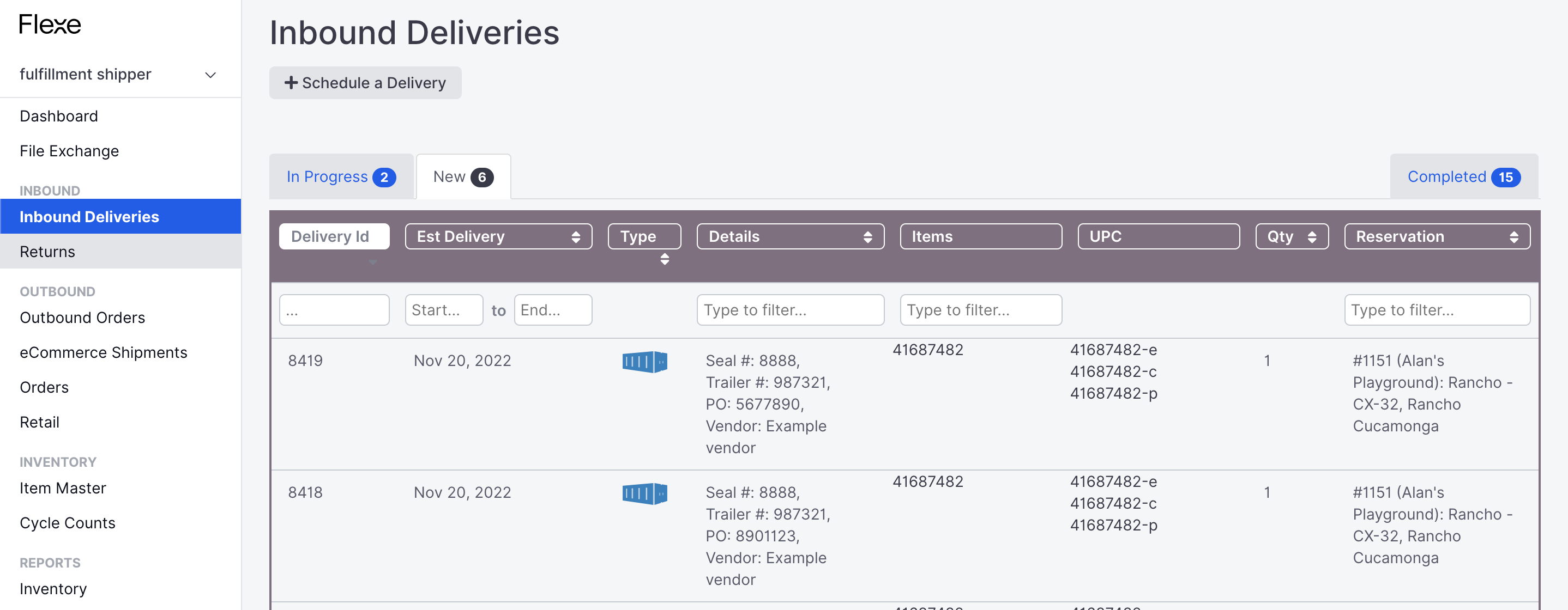 Creating Container Deliveries – Flexe